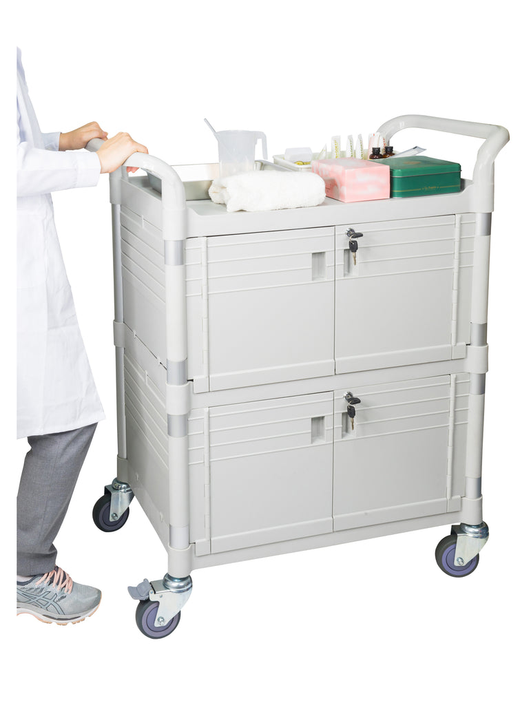 Lockable Cabinet Medical cart with 2 lockable doors 35.43 x 19.7" (US